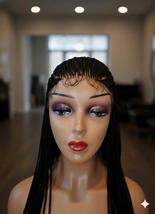 Micro Braids Wig With Lace Front - Natural Finish With Baby Hairs - Premium Handmade Wig - Luxury Black Braided Wig - Etsy