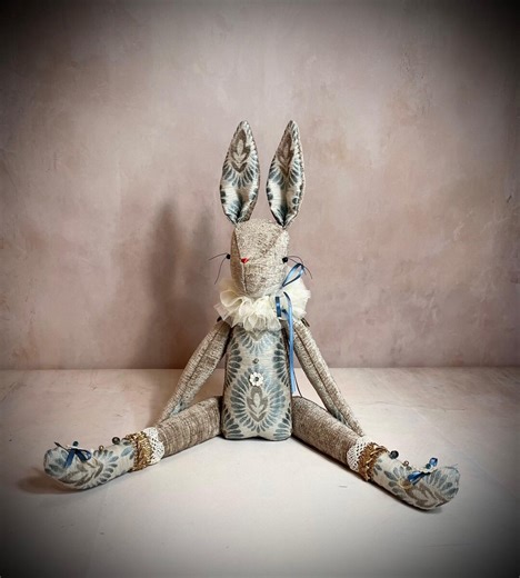 Handmade Vintage Bunny – Beige Blue Mix & Match Collectable Keepsake - Etsy