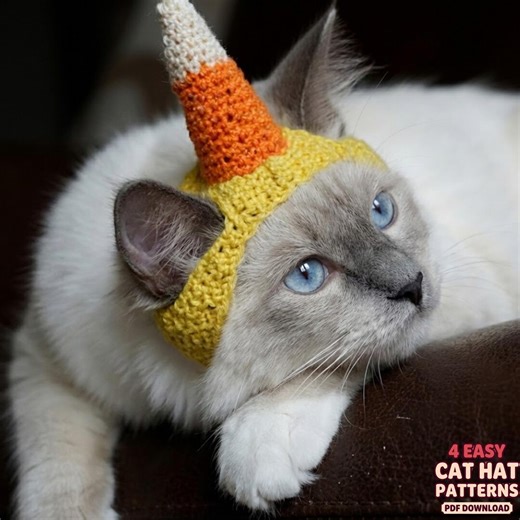 Crochet Cat Hat Pattern Bundle PDF – 4 Easy Beginner Pet Hats + Planner - Etsy UK