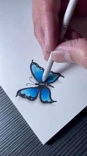 Bored? Watch me draw! Speed drawing: 3D Blue Butterfly #drawing #3d #butterflies #oilpastel #painting #reelsart #reelsviralシ #reelsvideoシ | Just draw