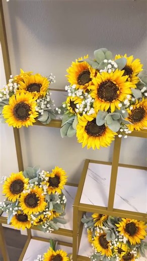 Sunflower Cascading Bridal Bouquet | Cascade Wedding Bouquet Collection - Etsy