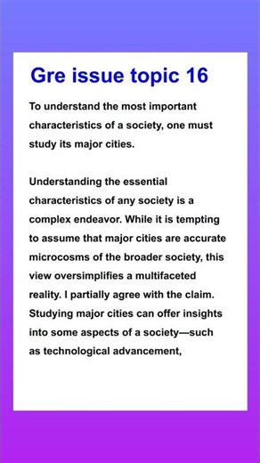 Gre issue topic- To understand the most important characteristic.