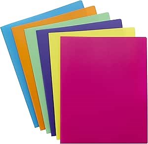 Smead Poly Two-Pocket Folder, Letter Size, Assorted Bright Colors, 6 per Pack (87761)