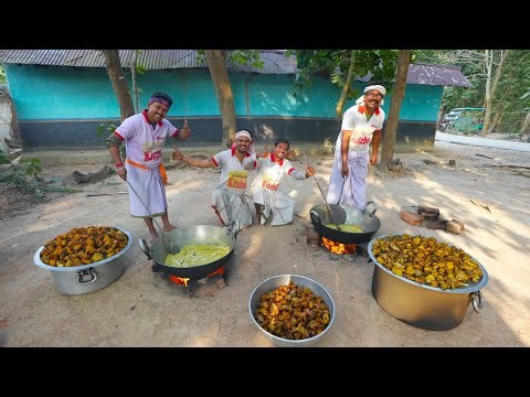 Very tasty Fried Chicken Curry with fish cooking for village people | villfood Kitchen