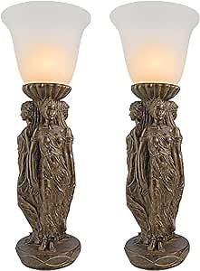 Design Toscano Three Graces Tabletop Torchiere Lamp: Set of Two
