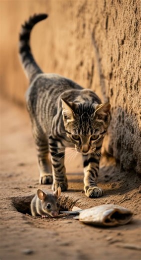 Is the cat playing the mouse? Watch this hilarious chase #cat #funny #pets