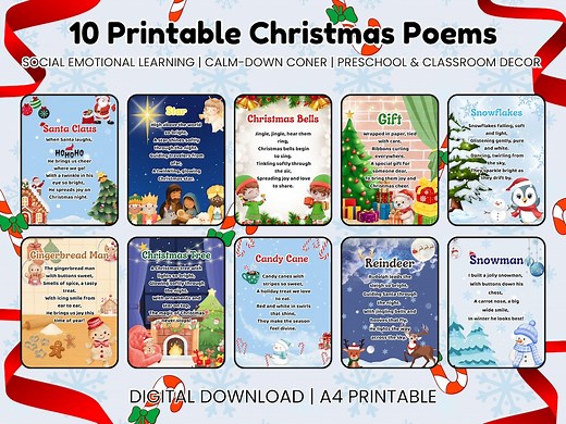 Christmas Poems for Kids: Printable Holiday Rhymes (PDF) - Etsy