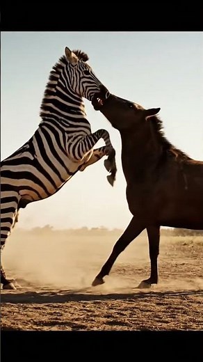 zebra vs wild horse: who will win this brutal fight to protect the foal? #wildlife #animals