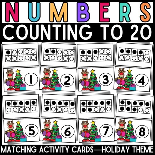 Christmas Reindeer Number Matching Cards | Ten & Twenty Frames