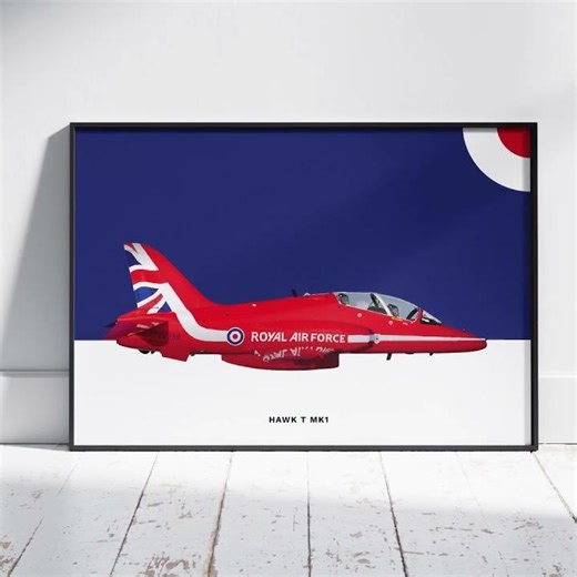 Red Arrows HAWK T MK1 Poster: RAF Aerobatic Team Wall Art #art #redarrowsart #aviationlovers