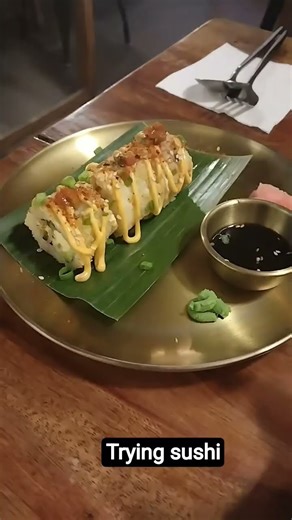 Trying sushi😻#viral#shorts#subscribetomychannel#trending#love#youtubeshorts#food#sushi#yummy#eating