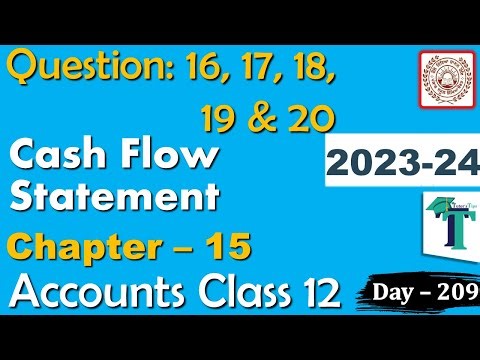 Solution of Questions 16 17 18 19 & 20 Cash Flow Statement Chapter 15 Accounts class 12 PSEB Day 209