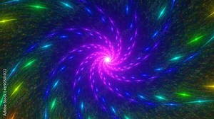 Curve short stripes, particles getting closer and farther, converging to white luminous central dot, scattering in different directions on dark. Beautiful firework in night sky. 4K UHD 4096x2304