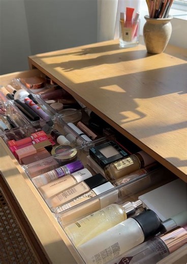 10K views · 69 reactions | Unlock the secret to effortless beauty: an organized makeup vanity!  @styledbyale used the Everything Organizer Drawer Organizers from #TheContainerStore to revamp her beauty sanctuary. Find the Everything Organizer Collection exclusively at The Container Store: https://container.store/3JnzywB | The Container Store | Facebook