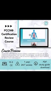 PCCN® Certification Review Course 🧠 A review course that isn’t boring! This course breaks down key information with real life stories, catchy cheers, and case studies to support your exam prep. ⭐️⭐️⭐️⭐️⭐️ “I really enjoyed this course. Well laid out, easy to follow, and super informative. I even laughed out loud a few times. I believe this course is why I passed the test. I highly recommend this course to anyone taking the PCCN or looking to advance their knowledge, boost their confidence, and