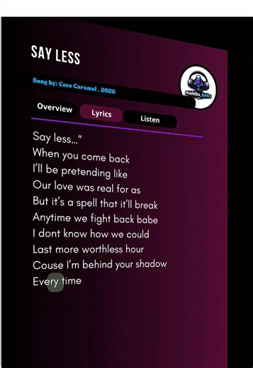 Say Less - Cece Caramel Song. @CARAMEL🦋 #viralvideo #fyppppppppppppppppppppppp #music #lyrics #sayless