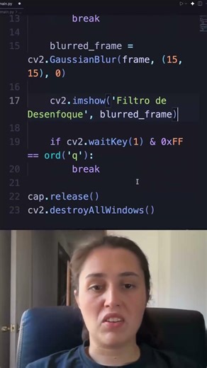 Programa que aplique un filtro de desenfoque a la camara con python!