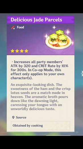 Cómo cocinar Jade Parcels en Genshin Impact