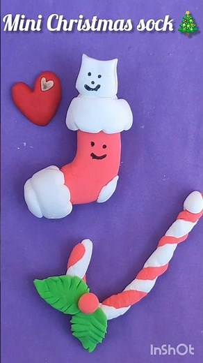 DIY Mini Christmas Sock🎄✨|Day-5 |Cute Clay Craft | #Shorts #diy #craft #gift #christmas #decoration