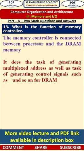 13CO3 Computer Organization Part A Questions What is the function of memory controller