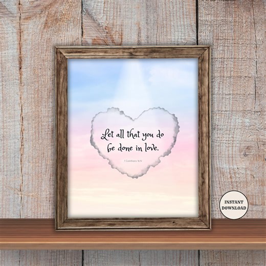 Christian Scripture Art Printable: Love Quote, 1 Corinthians (8x10 Digital Download) - Etsy