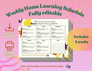 Editable Weekly Homeschool Schedule Template | Canva Planner (digital Download) - Etsy UK