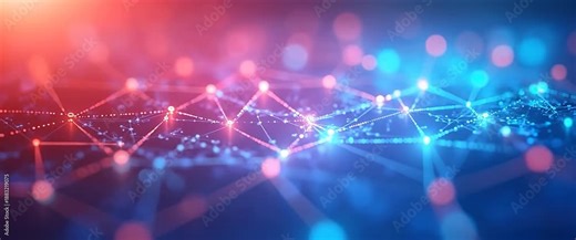 Glowing network nodes gently pulse, camera executes a slow pan across a vibrant, abstract digital landscape; cinematic style highlights technology, innovation, and connectivity.