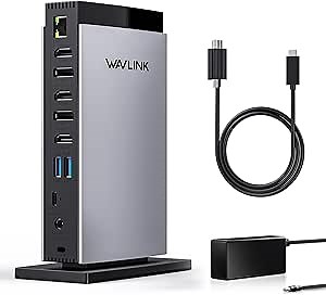 WAVLINK USB C DisplayLink Docking Station with 3 HDMI 4K60Hz,Displaylink Triple Display Docking Station for MacBook M1/M2/M3/Windows,5 USB Ports,2DP,Ethernet Port,Audio/Mic,SD/TF（No Charging Ports）