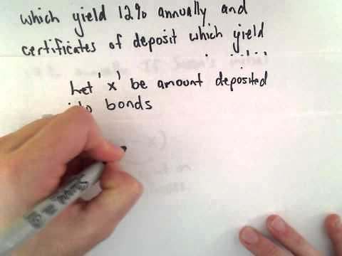 Linear Equation, Word Problem #3 : Interest Earned on Two Investments