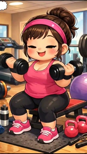 Cute chubby cartoon gym girl #Shorts #ASMR
