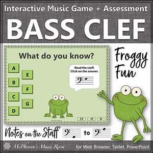 Bass Clef Note Names Interactive Music Game & Activity + Assessment {Froggy Fun}