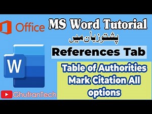MS Word Table of Authorities Tutorial in Pashto | Mark Citation & Insert TOA