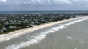 Aerial view of Anna Maria Island after Hurricane Helene