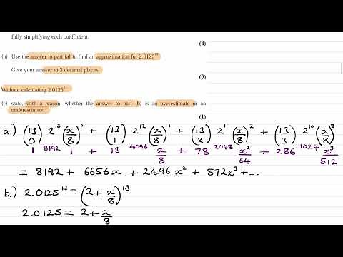Binomial Expansion Exam Questions - A Level Maths - Edexcel Pure Year 1 - Q7 (level 2)
