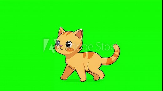 Cartoon cat walk cycle loop 2d animation Stock Video
