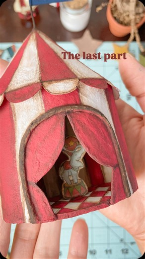 Uliana on Instagram: "This little half-round circus project is now complete! A tiny creation full of charm, and yet… a new, exciting project is just around the corner. If you’d like to try it yourself, a PDF template with step-by-step photos is available on Etsy — link in my profile. . . . #munDIYcircus #slowmade #earthycrafts #cozycreating #handmademoments #papercrafting"