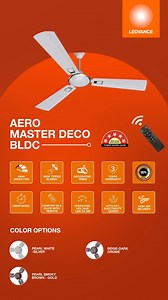 Introducing the Aero Master BLDC ceiling fans Series of Maxx, Deco, Pro, Neo and Eco – experience innovation, elegance, and unmatched airflow like never before. Upgrade your ceiling fan, upgrade your comfort! #Ledvance #PowerThroughLight #launch #newproduct #ceilingfan | Ledvance India