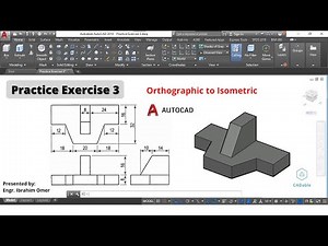 Autocad basic tutorial for beginners | Autocad Practice Exercise 3 | Orthographic to Isometric