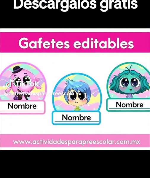 Plantillas de Gafetes Editables para Preescolar