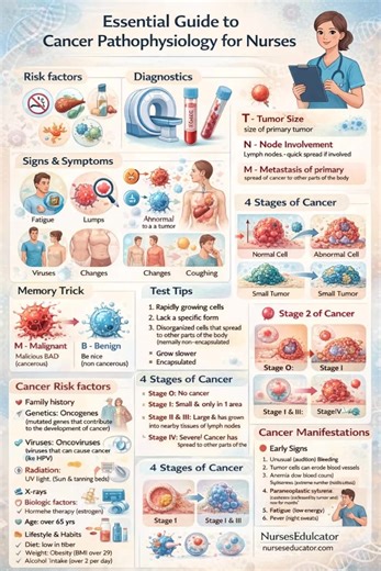 Nurses & nursing students 📢 Cancer pathophysiology — but make it VISUAL 🧠✨ Perfect for exams & clinical clarity. #NursingTok #NursingStudents #OncologyNursing #MedEd #NurseLife