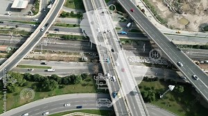 Intelligent Vehicles Cars Communicating Ai Logistic Autonomous Delivery Vehicles IoT GPS Tracking Satellite 5G Smart Roads Traffic Road Junction Interchange Motorway Triangulation Of Traffic Data