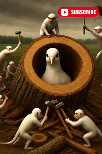 🕊️ Pigeons at Work 🔨 | Saving the Peacock from the Tree 🌿 | Unity & Effort in Nature 💪#reacue