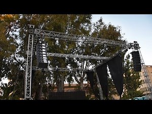 EL LINE ARRAY SE GIRA HACIA EL ESCENARIO - Uso de cintas, vientos y cordones estabilizadores