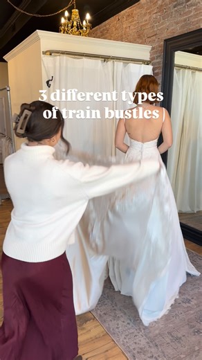 White Traditions Bridal House | St. Louis, MO on Instagram: "Bustle talk🤍 not all bustles are created equal! Here are three bustle options to transform your gown from ceremony to celebration! Comment which you’d choose!🤍✨ #weddingdress #beststlouisbridalshop #weddingbustle #newarrivals"