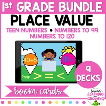First Grade Place Value Boom Cards Bundle | Comparing, Ordering, & Representing