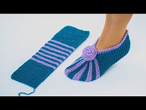 Simple knitted slippers - a detailed tutorial!