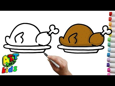 How to draw a Cooked Turkey for kids