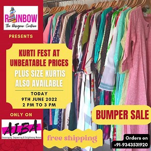 "BUMPER SALE ON KURTIS" Today - 9th June - 2 PM TO 3 PM only on AIBA Main!! | AIBA Premium