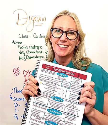 Mollie Childress Gabel on Instagram: "💊 Digoxin is a commonly tested medication on the NCLEX and nursing exams Top things you need to know and why! #nursingstudent #nursingnotesforstudents #nursingschool #bsn #futurenurse"