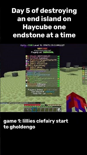 Day V of destroying the end island on a public minecraft server one endstone at a time